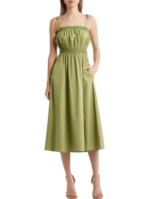LIPSY Cotton Poplin Midi Dress - Green