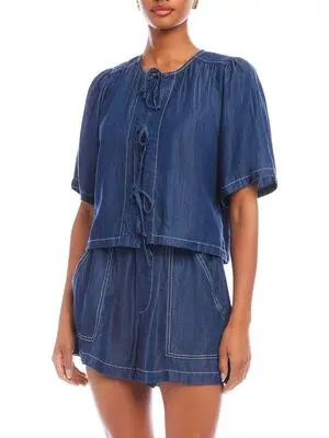 Fifteen Twenty Nadine Tie Front Top - Indigo