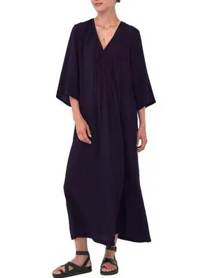 OCEAN+MAIN Caftan With Rouched Front - Aubergine