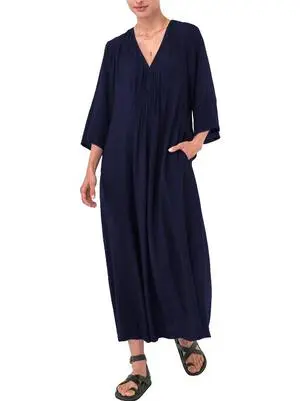 OCEAN+MAIN Caftan With Rouched Front Navy