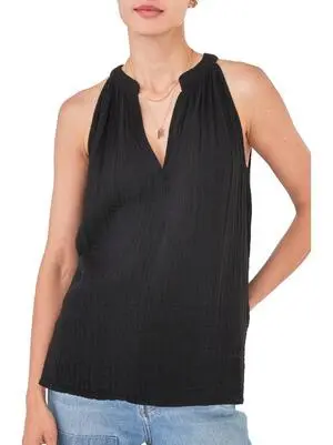 OCEAN+MAIN Ocean+main Sleeveless Gauze Top Black