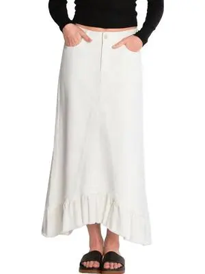 WASH LAB DENIM Wash Lab Denim Pieced Ruffle Maxi Skirt Stone White