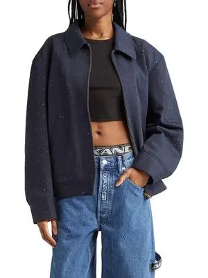 Alexander Wang Alexander Wang Hotfix Crystal Boxy Workwear Jacket Navy