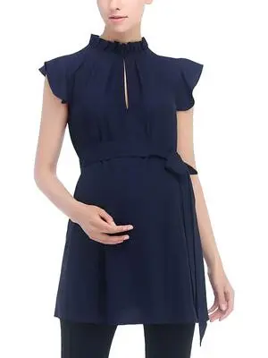 KIMI + KAI Karlena Flutter Sleeve Maternity Top - Navy