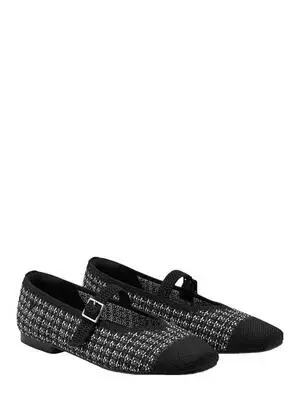 Vivaia Margot Mary-jane Square-toe Ballet Flats - Black Tweed