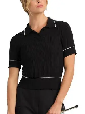 RHONE Birdie Rib Polo Sweater - Black