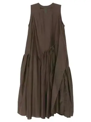 JNBY Pleated Asymmetric-hem Dress - Brown