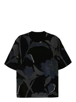 CROQUIS Plant-printed T-shirt - Black