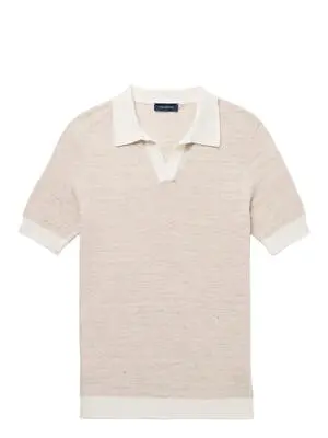 THOM SWEENEY Thom Sweeney - Slim-Fit Birdseye Cotton And Linen-Blend Polo Shirt - Men - Neutrals - XL