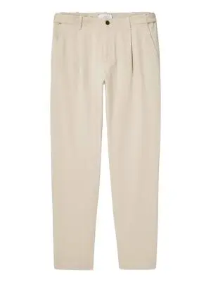 Mr P. MR P. Tapered Pleated Organic Cotton-Twill Trousers Gray
