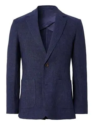 Mr P. Unstructured Linen-chambray Suit Jacket - Blue