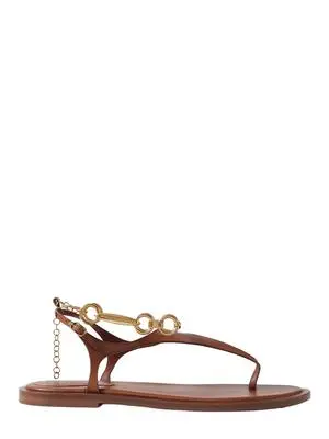 Zimmermann Wild Embellished Leather Sandals - Metallic