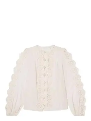 Zimmermann Lucky Pintucked Broderie Anglaise Cotton-voile Top - Cream