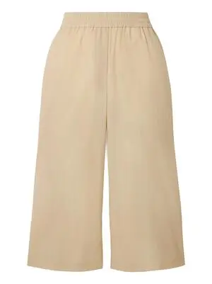Loewe Appliquéd Crinkled Cotton-blend Wide-leg Pants - Neutrals