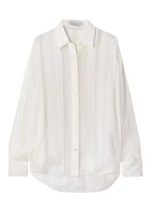 Stella McCartney Paneled Organic Silk-chiffon And Satin Shirt - White