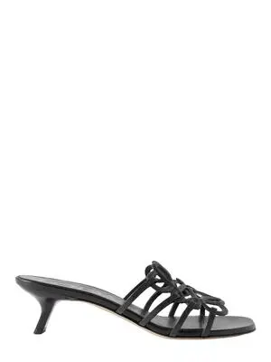 Loewe Petal Anagram Leather Sandals - Black