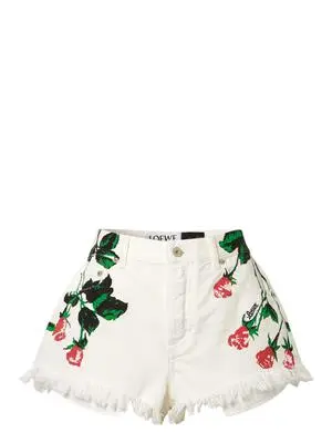 LOEWE LOEWE Paula's Ibiza Floral-Print Denim Shorts