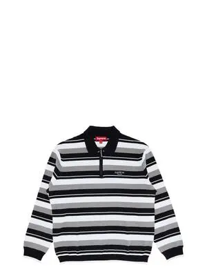Supreme Stripe Zip Long-sleeve Polo 'black' Black