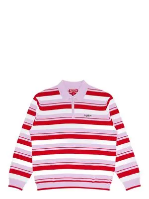 Supreme Stripe Zip Long-sleeve Polo 'light - Purple