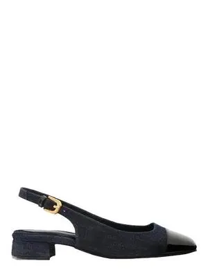 MARGAUX LONNBERG MARGAUX The Darcy Slingback Ballerinas Indigo Denim And Patent