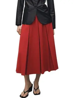 Mango Pleated Midi Skirt - Red