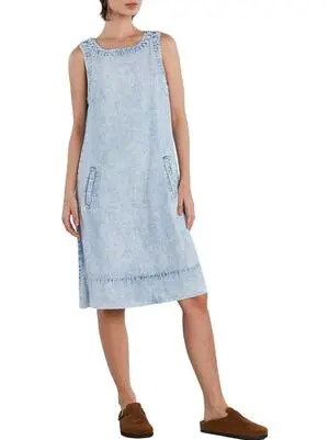 WASH LAB DENIM Little Denim Shift Dress - Bleach Denim