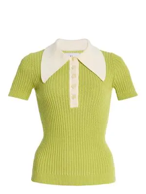 La Veste Exclusive Riviera Knit Cotton Polo Shirt - Green