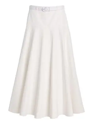 Brandon Maxwell Exclusive Riviera Belted Midi Skirt - White