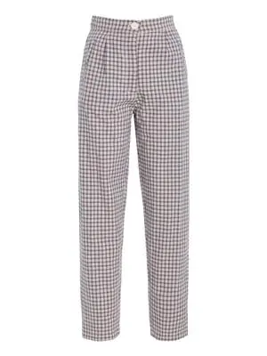 ALL THAT REMAINS Exclusive Riviera Emilie High-rise Linen-cotton Straight-leg Trousers - Plaid