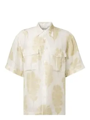 Dries Van Noten Printed Silk Bowling Shirt - Beige