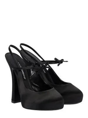 Dolce & Gabbana Vally Satin Slingback Platform Pumps - Black