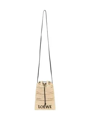 Loewe Paula's Ibiza Raffia Pouch With Strap - Beige