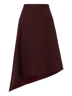 Bottega Veneta Asymmetric Wool Midi Skirt - Burgundy