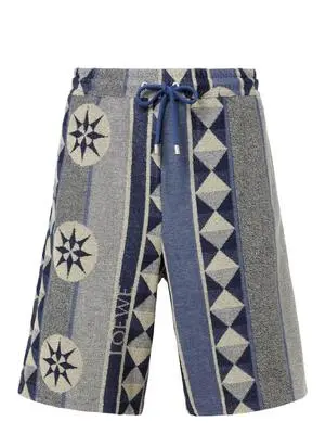 Loewe Printed Cotton-blend Terry Bermuda Shorts - Blue