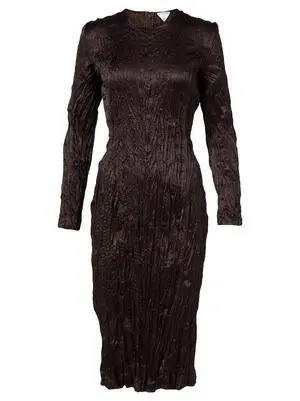 Bottega Veneta Satin Midi Dress - Brown
