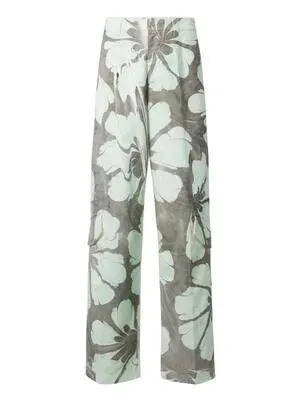 Dries Van Noten Floral Wide-leg Pants - Grey