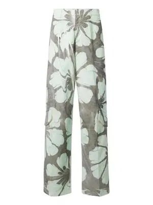 Dries Van Noten Floral Wide-leg Pants - Grey