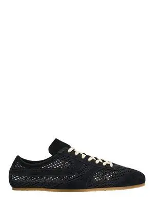 Dries Van Noten Mesh And Leather Low-top Sneakers - Black