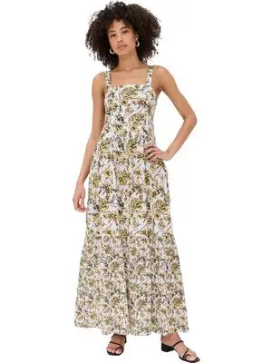 Playa Lucila Square Neck Maxi Dress - White/yellow Floral