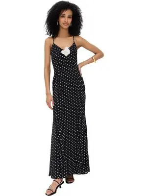 RUNAWAY THE LABEL Malika Maxi Dress - Black Polka