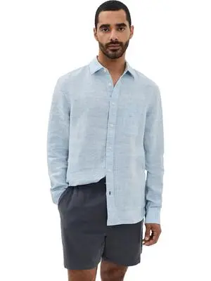 Faherty Brand Linen Laguna Shirt - Light Blue Melange