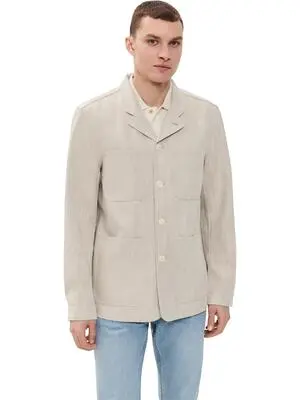 ALEX MILL Arthur Work Jacket In Cotton Linen Twill - Flax Ivory