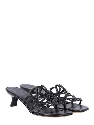 Loewe Paula's Ibiza Petal Anagram Leather Mules - Black