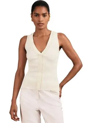 REISS Lanette Craft-stitch Rib-knit Vest - Ivory/ecru