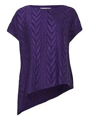 LEEM Geometric-pattern Plisse Woven Top - Purple