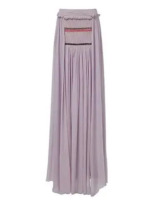 LEEM Woven Maxi Skirt With Embroidery - Grey