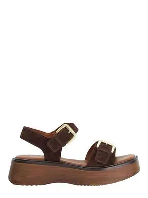 DUNE Luno Suede Flatform Sandals - Brown Suede