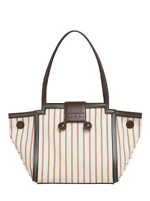 Marni Riviera Mini Striped Canvas And Leather Tote Bag - Zo883