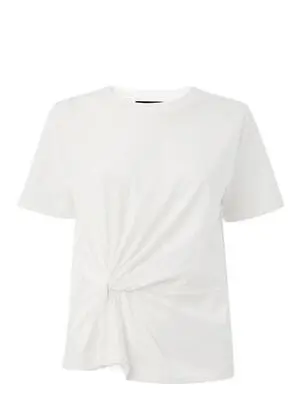Whistles Twist-front Cotton-jersey T-shirt - White