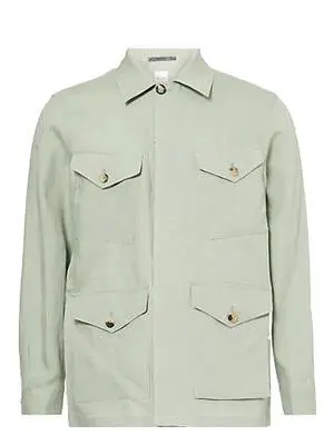 Paul Smith Patch-pocket Long-sleeve Linen Overshirt - Lt Greyish Green